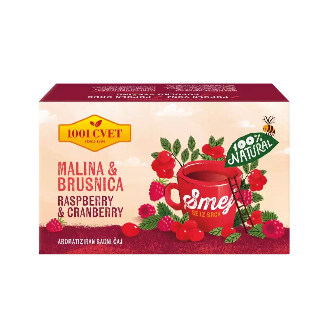 1001 Cvet ČAJ MALINA BRUSNICA 90g